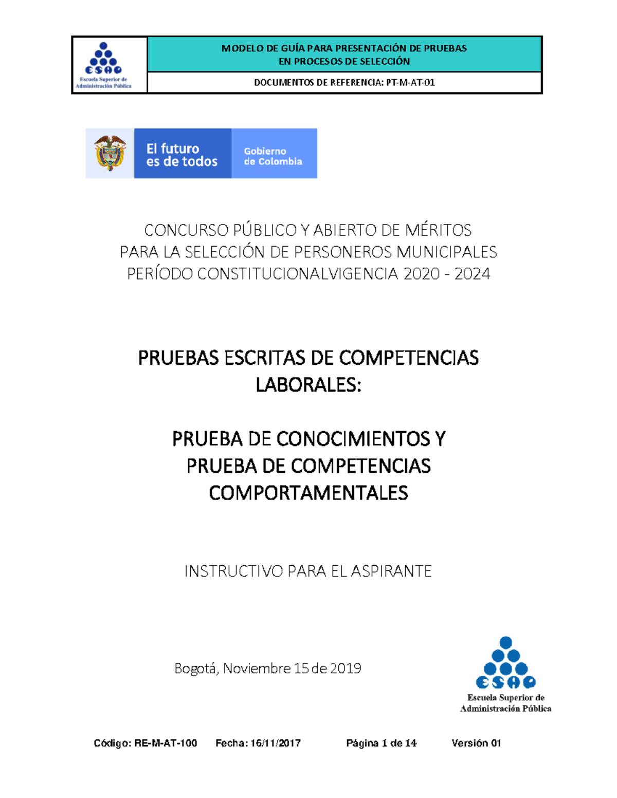 Guia para presentacion de pruebas escritas Personeros 2019 - EN PROCESOS DE SELECCI”N DOCUMENTOS ...