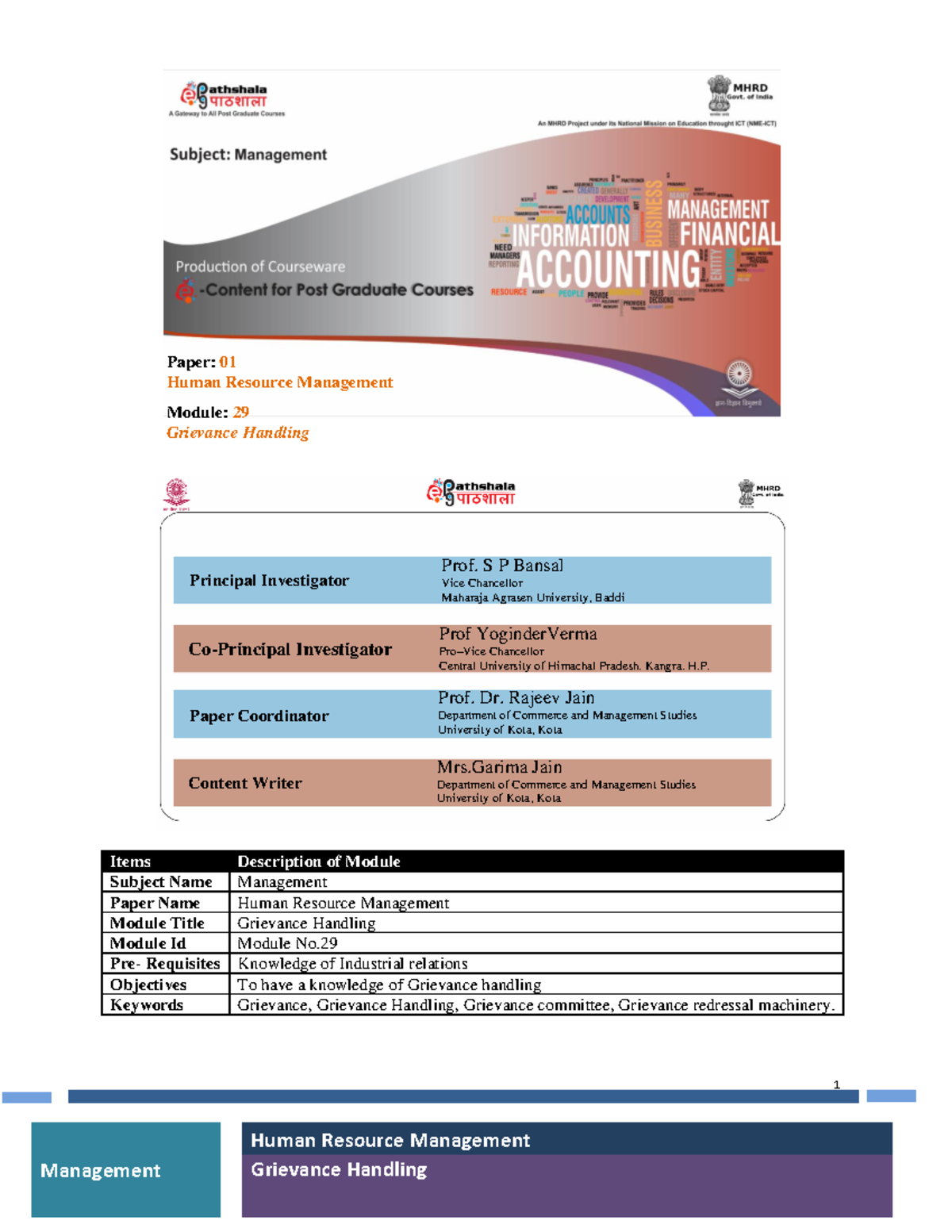 1504594532 quadrant 1-module 29 - 1 Human Resource Management Grievance ...