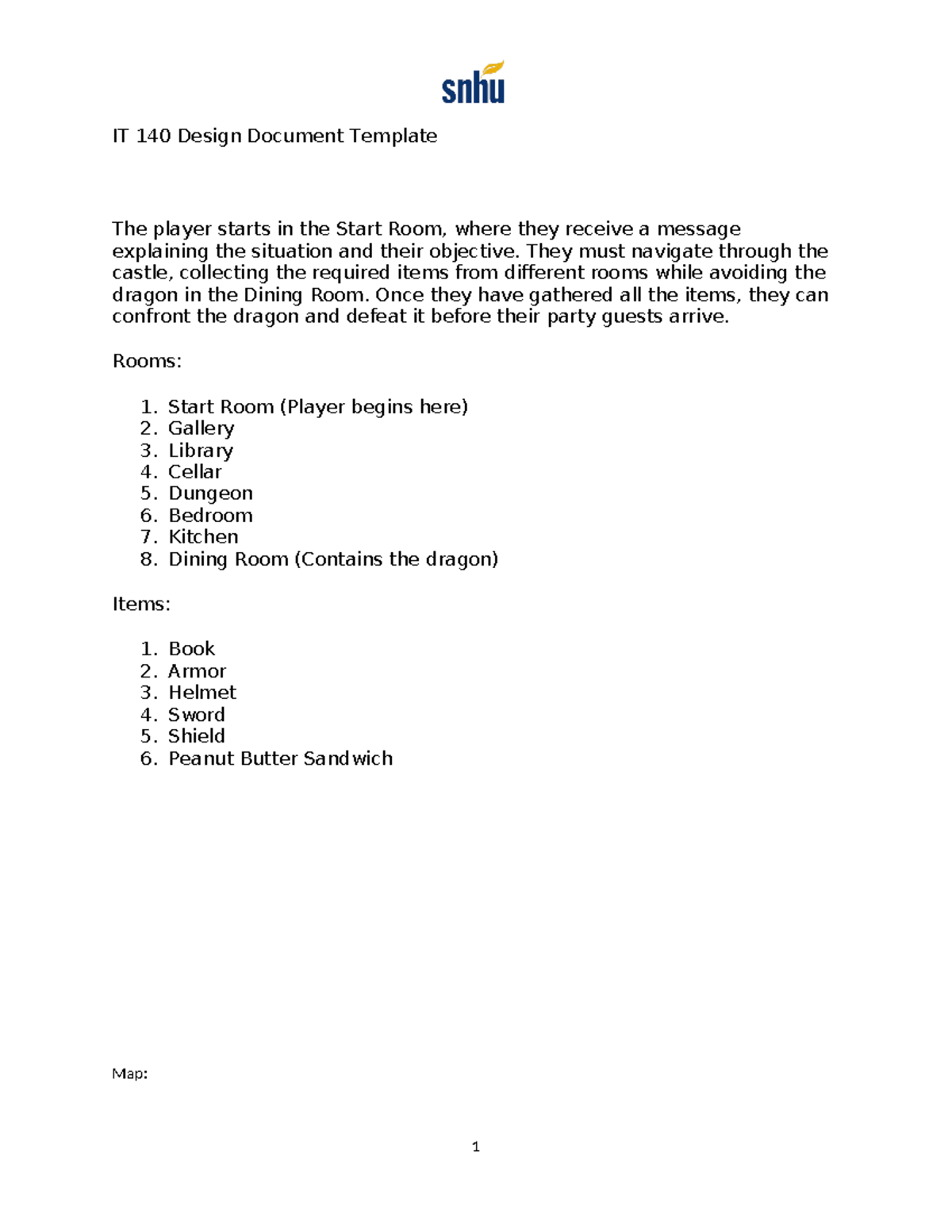 Project One IT 140 Dragon Game - IT 140 Design Document Template The ...