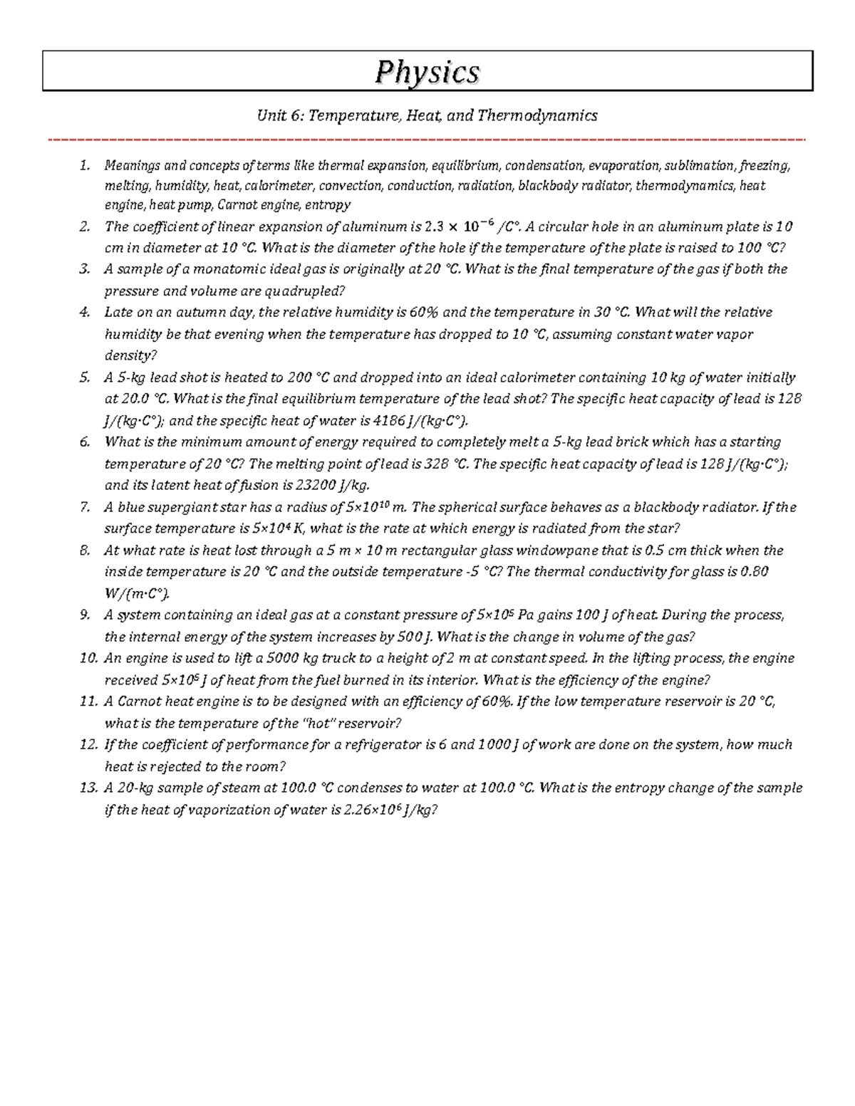 Physics Unit 06 Review - study guide - PPhhyyssiiccss Unit 6 ...