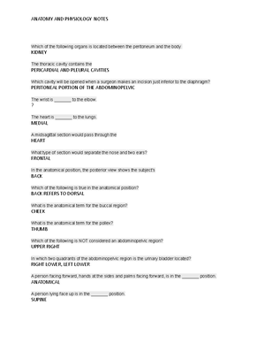 Exam 1 study guide BIO-211-oct17 - BIO-211 • Anatomy and Physiology I ...