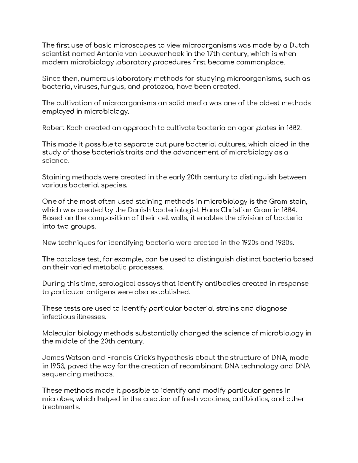 History of Microbio lab techniques development - The first use of basic ...