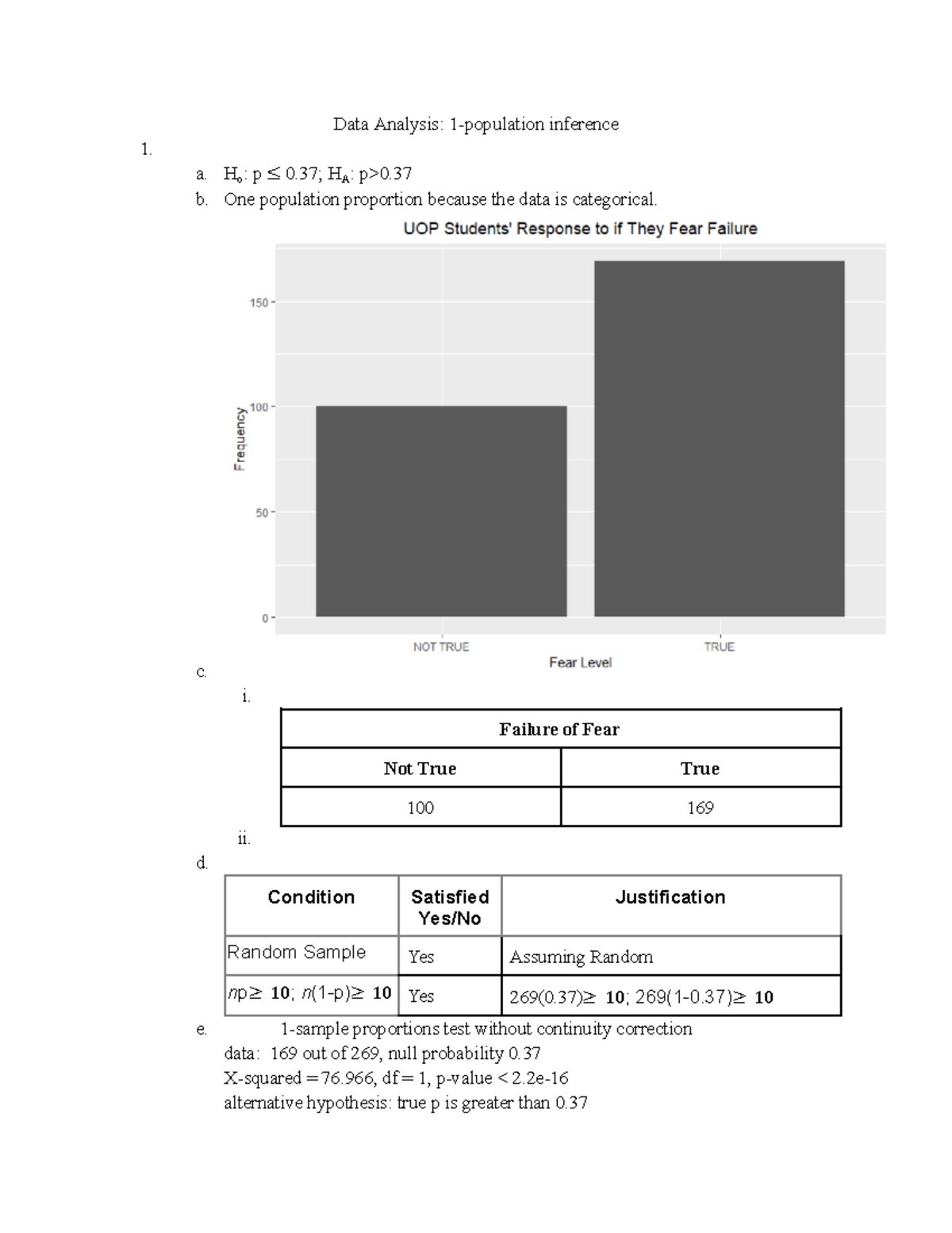 Math 037 Da 1 Population Inference Data Analysis 1 Population Inference 1 A Ho P ≤0 Ha