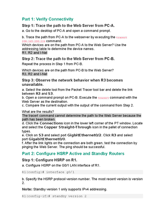 1. Switch Security Configuration - Topology Addressing Table Device Interface / VLAN IP Address ...