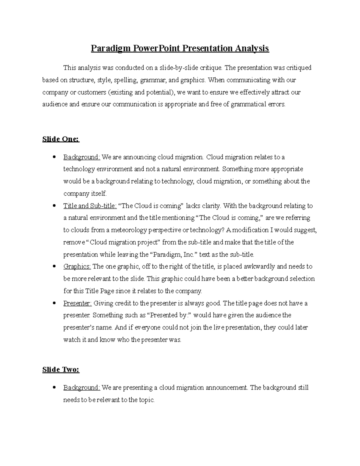 Paradigm Power Point Analysis - Paradigm PowerPoint Presentation ...