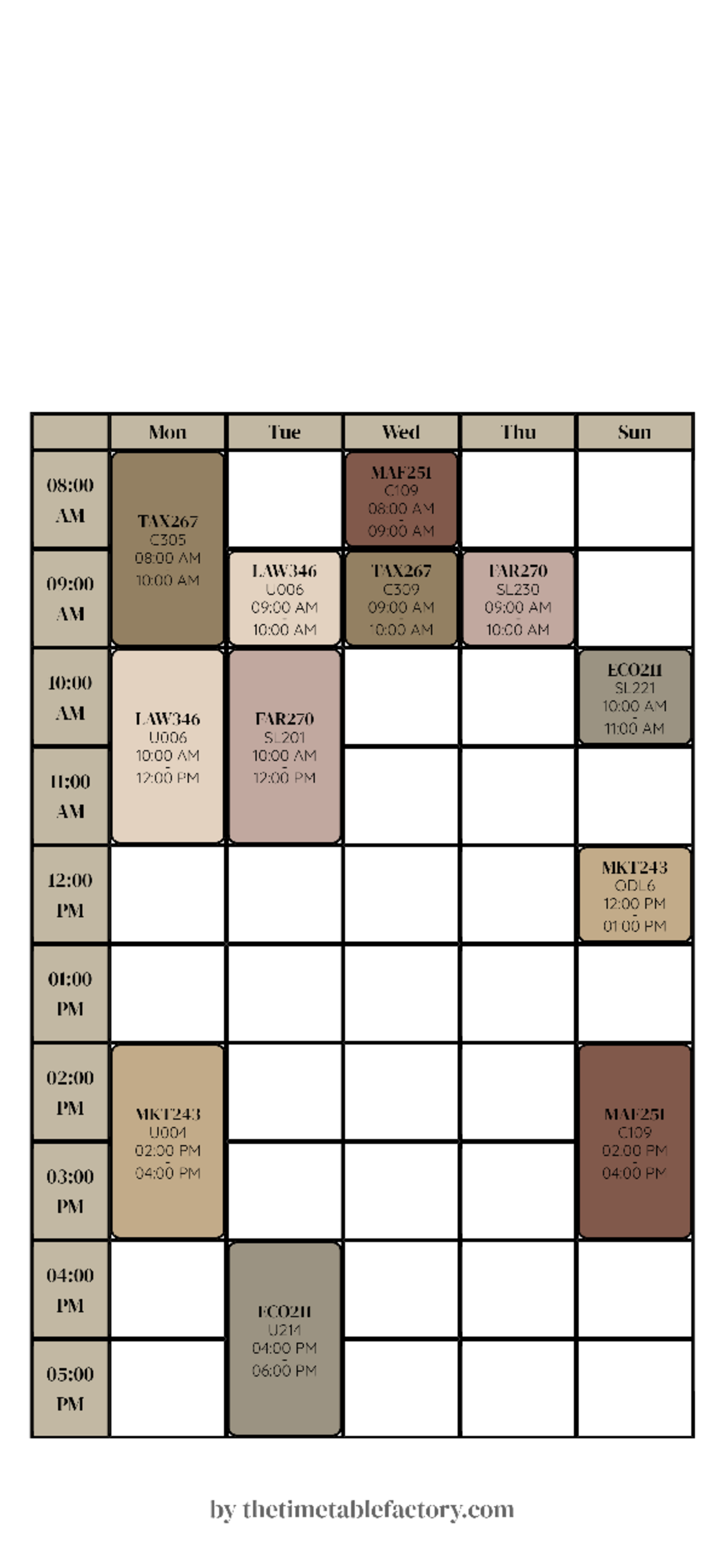 Timetable - Accounting - Studocu
