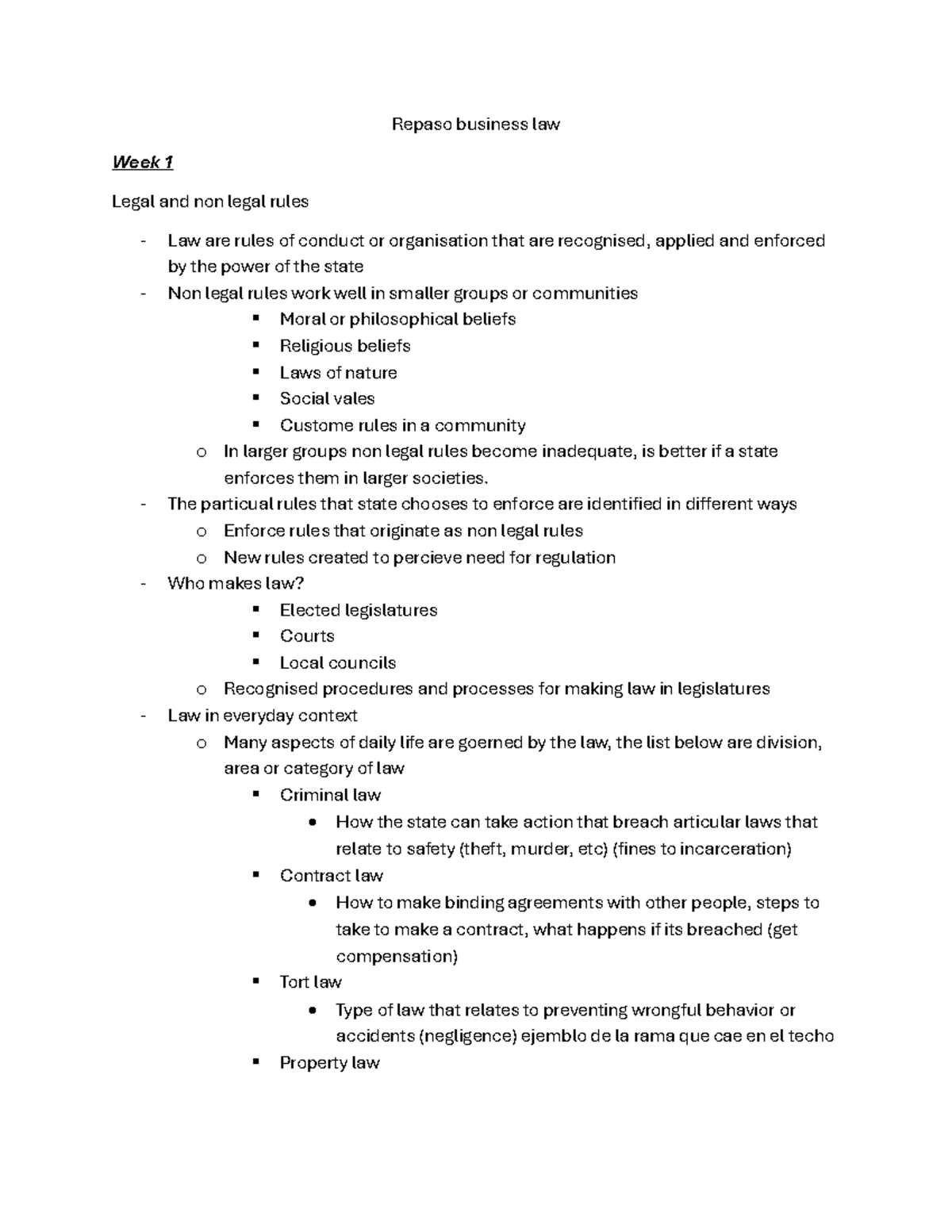 principles of business law practice - Repaso business law Week 1 Legal ...