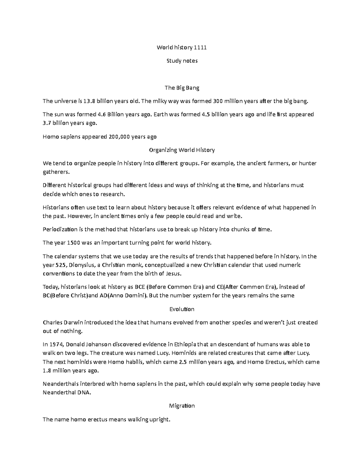 World History Module 1 notes - World history 1111 Study notes The Big ...