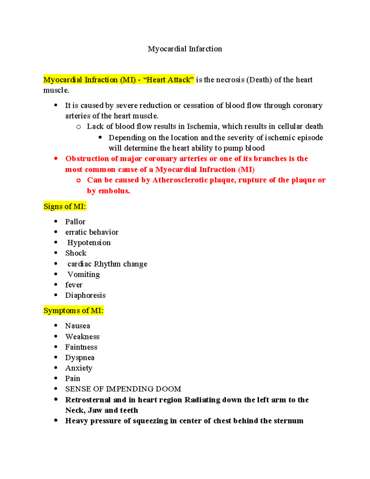 Myocardial Infarction final copy copy - Myocardial Infarction ...