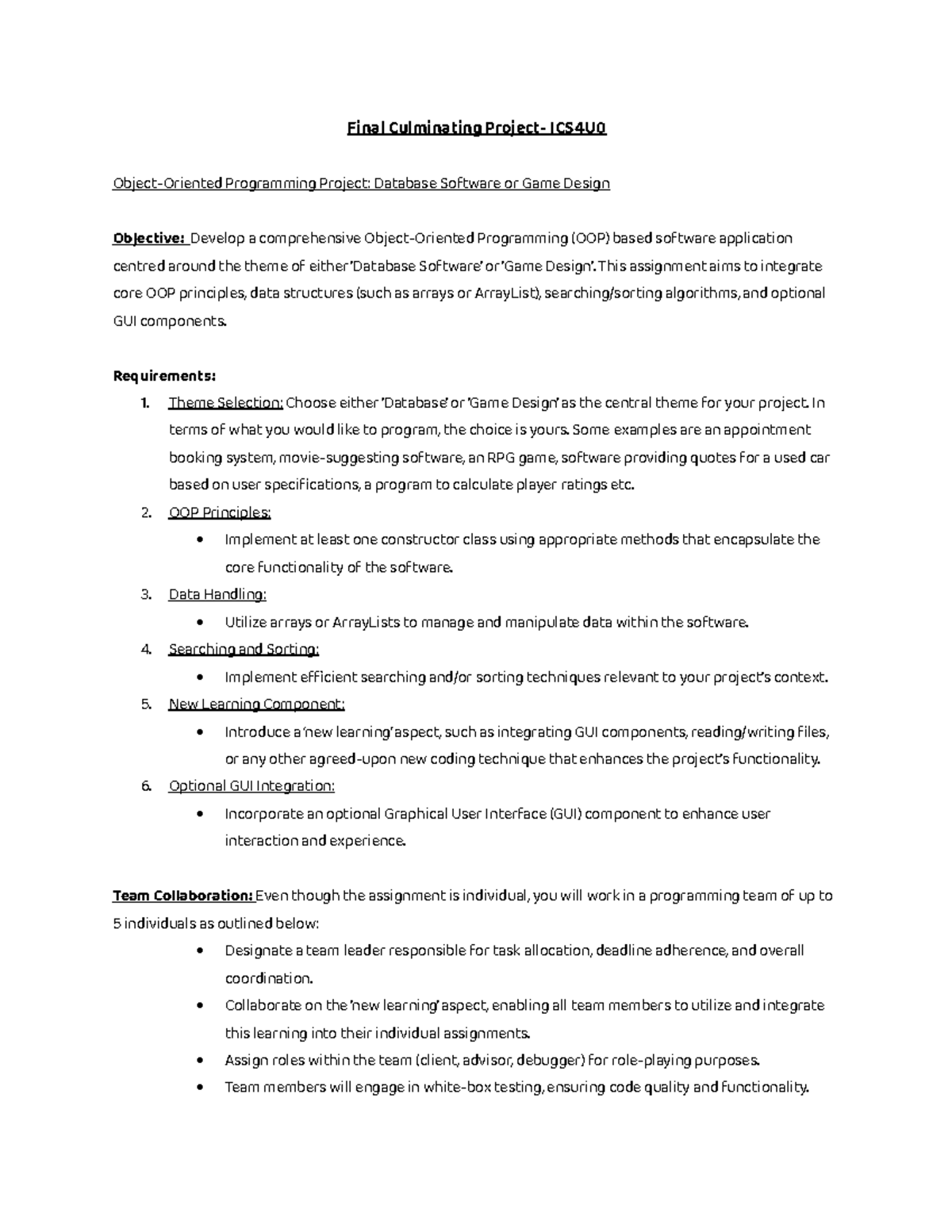 Final Culminating Project ICS4U - Final Culminating Project- ICS4U ...