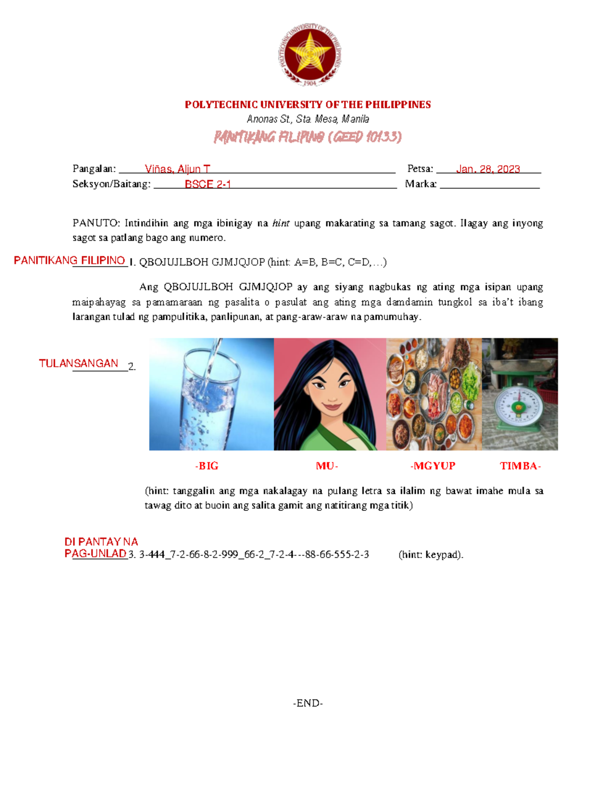 Lecture notes for - POLYTECHNIC UNIVERSITY OF THE PHILIPPINES Anonas St ...