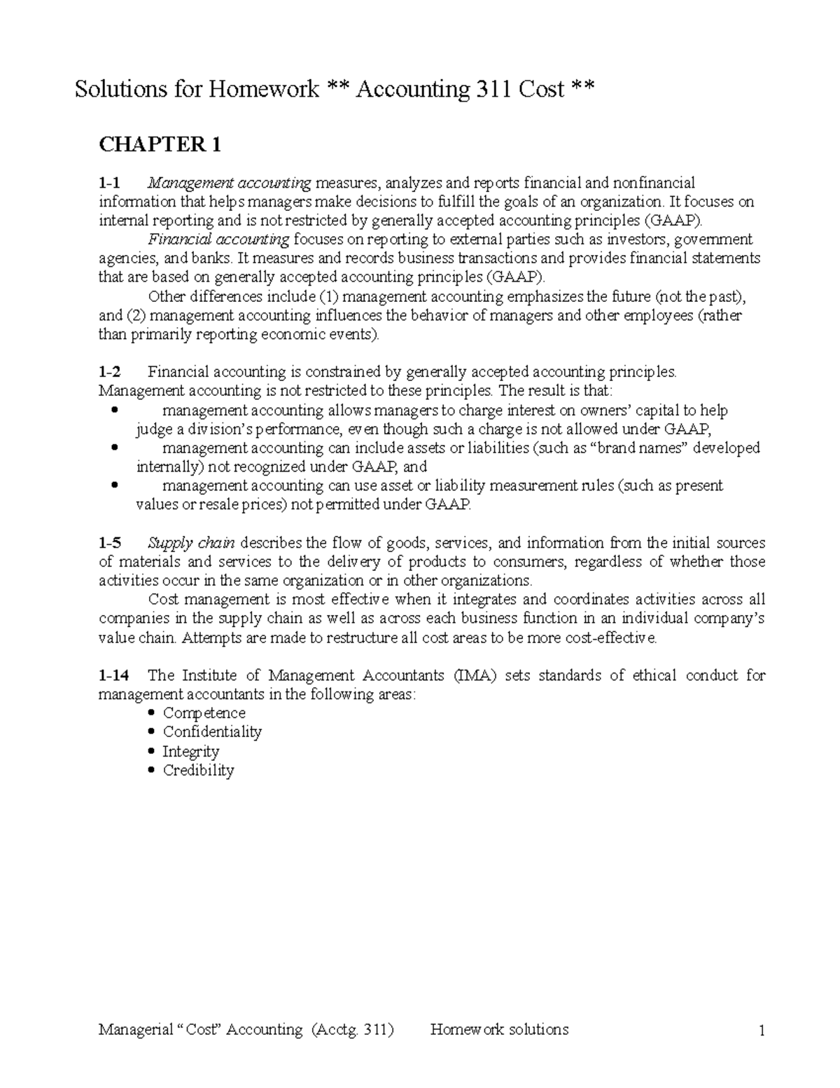 Solutions to Chapter 1 of the assignment - Solutions for Homework ...