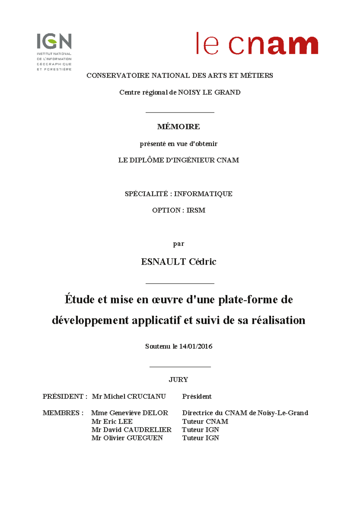 Mémoire ingénieur informatique - - Studocu