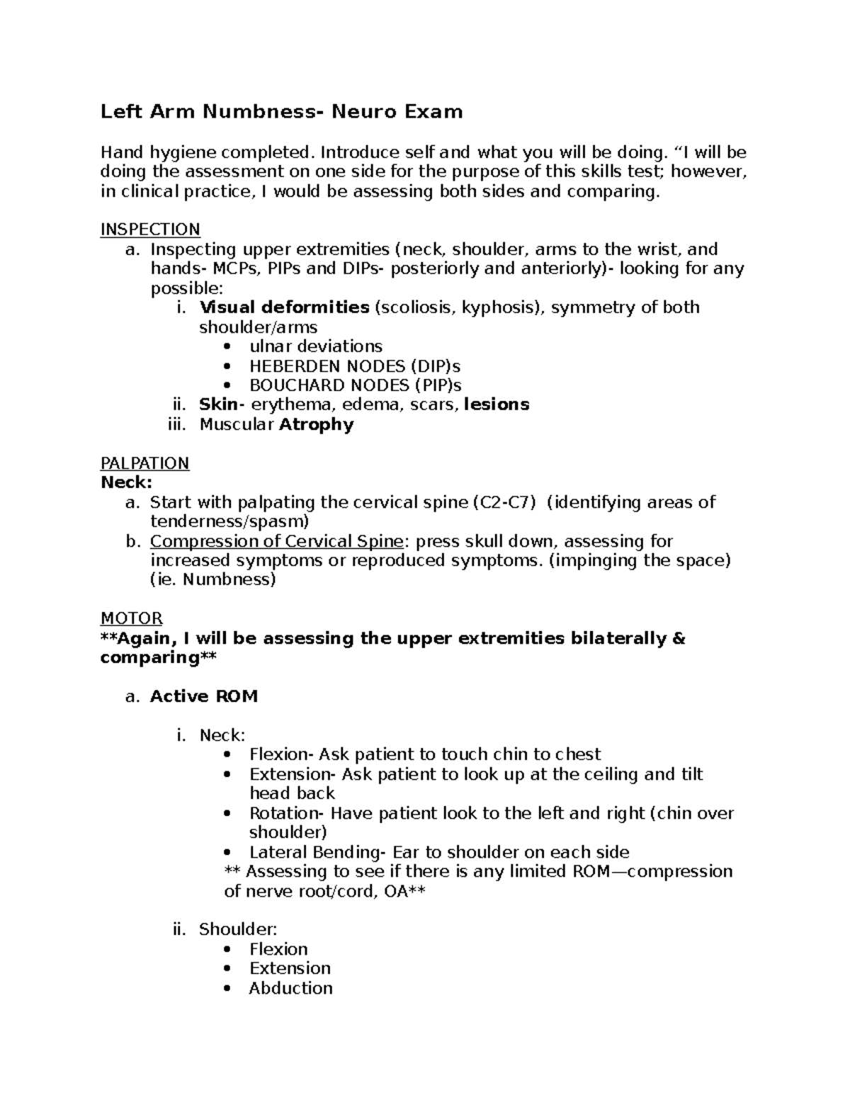 Left Arm Neuro Skills Test- Numbness - Left Arm Numbness- Neuro Exam ...