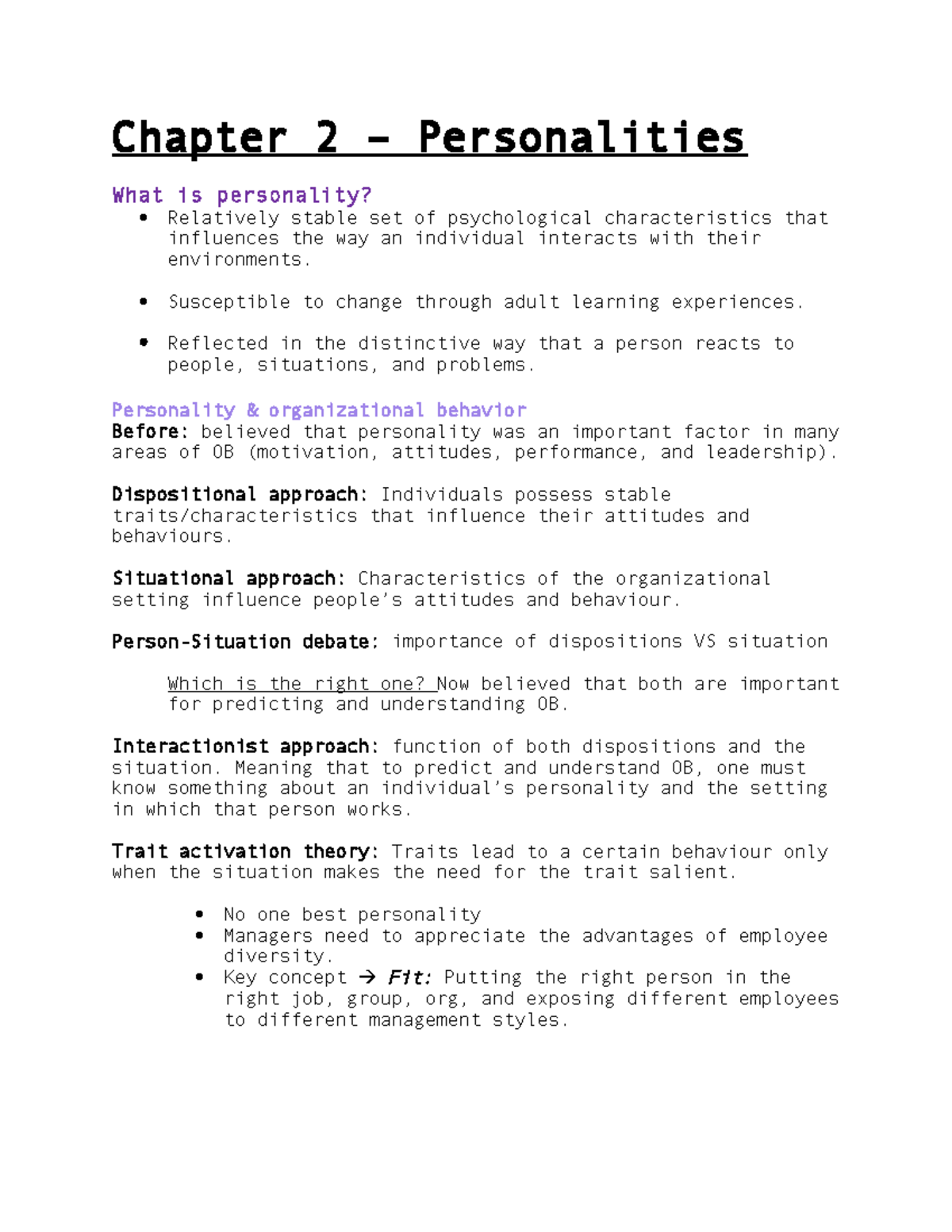 Chapter 2 - personalities - Chapter 2 – Personalities What is ...