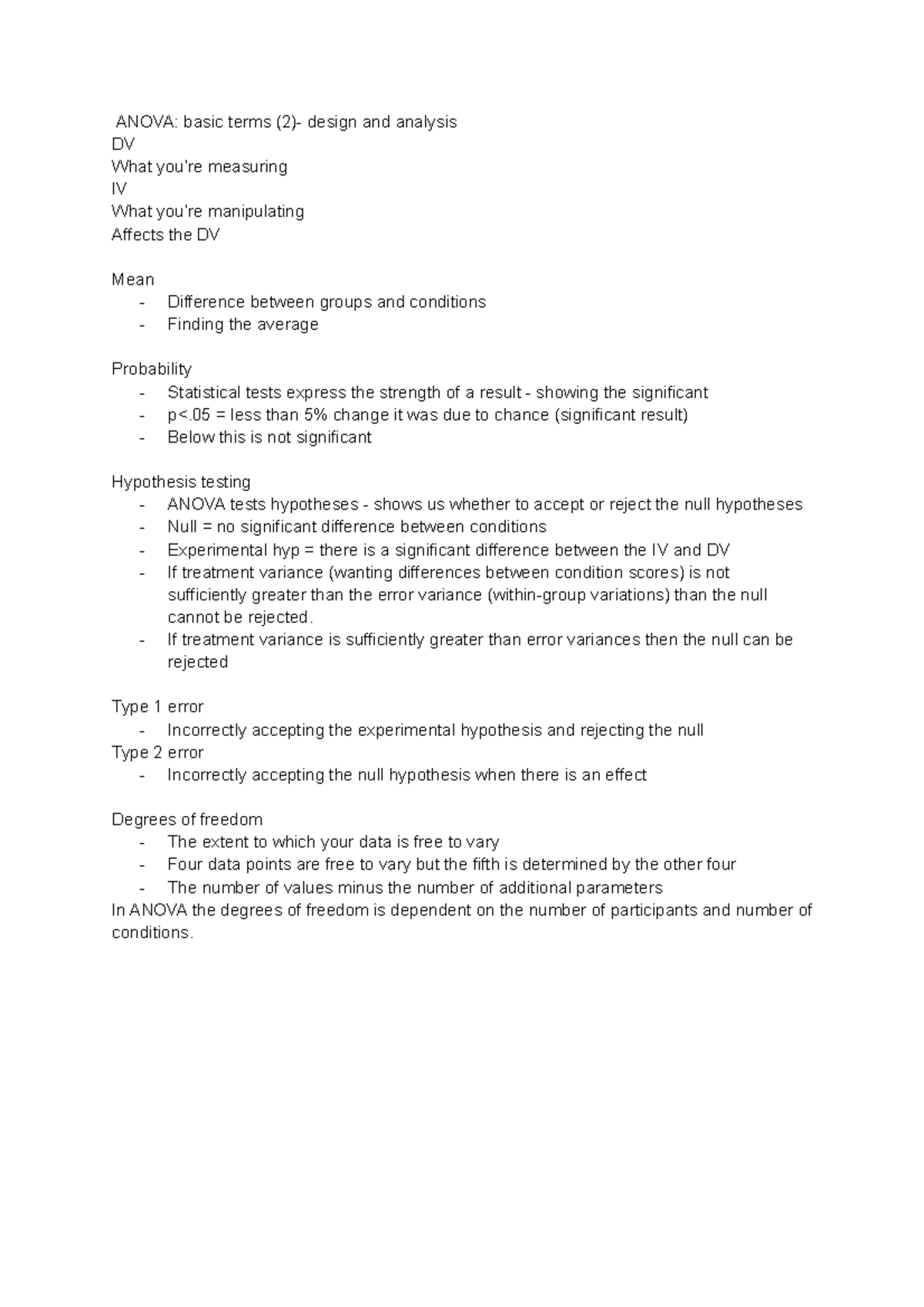 Anova basic terms (2)- design and analysis - ANOVA: basic terms (2)- design and analysis DV What ...