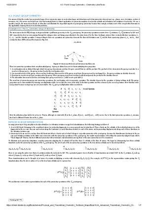 3 Symmetry Classification of Molecules Point Groups - Chemistry Libre Texts - - Studocu