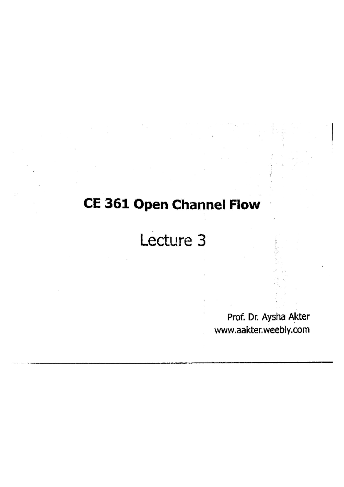 OCF (11) - Velocity distribution - CE 361 Open Channel Flow Lecture 3 Prof. Dr. Aysha Akter CE ...