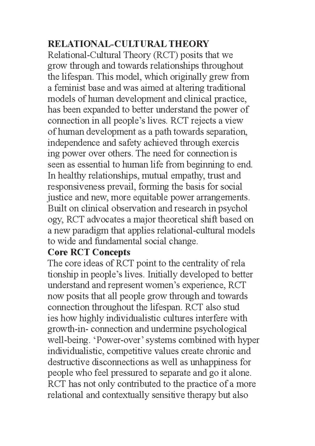 Relational- Cultural Theory - RELATIONAL-CULTURAL THEORY Relational ...
