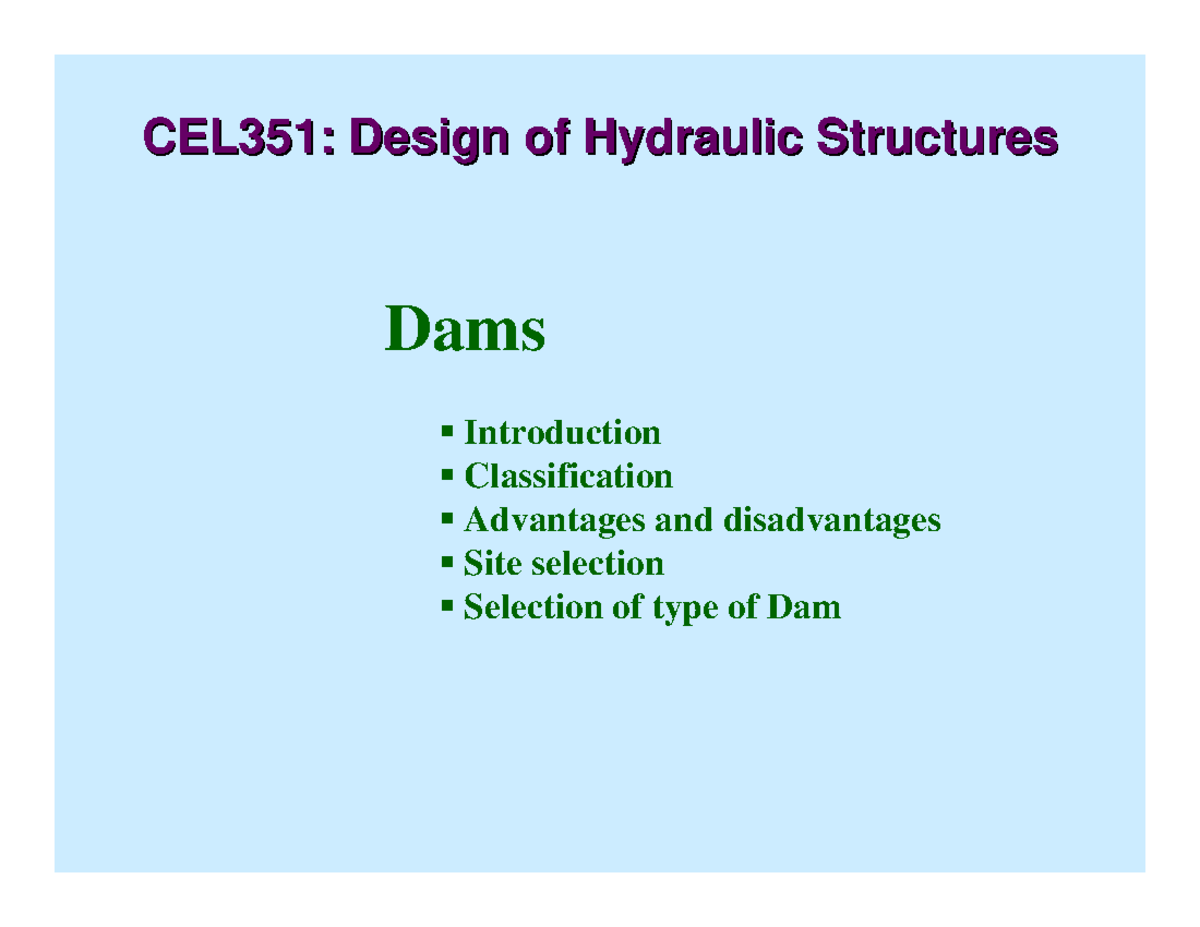 Dams - These are study notes tought in a unit of geotechnoloy syllabus ...