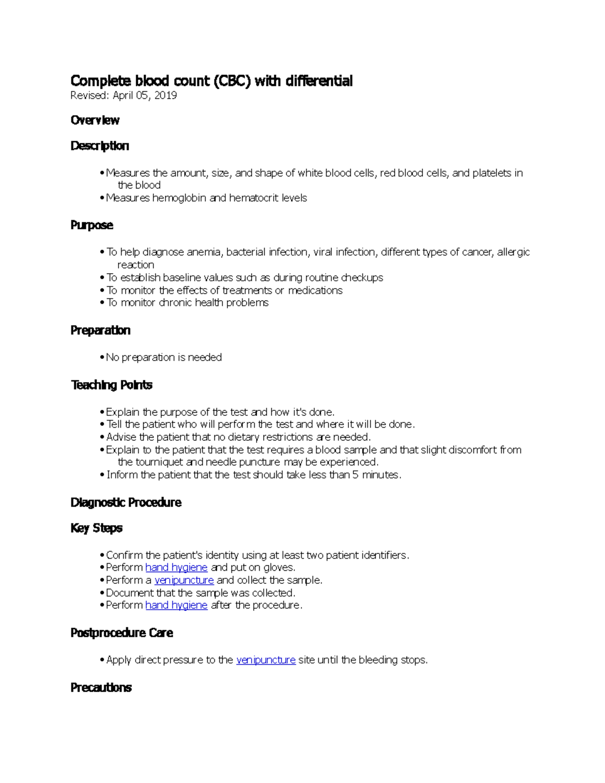 Lab Complete Blood Count - Complete blood count (CBC) with differential ...