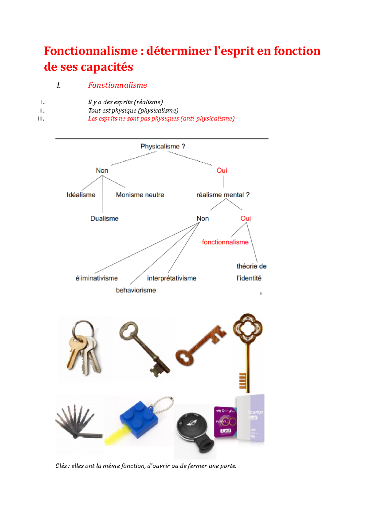 Fonctionnalisme - Fonctionnalisme I. Il y a des esprits (réalisme) II ...