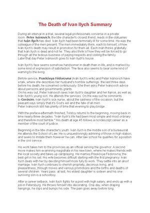 The Death of Ivan Ilyich by Leo Tolstoy - The Death of Ivan Ilyich ...