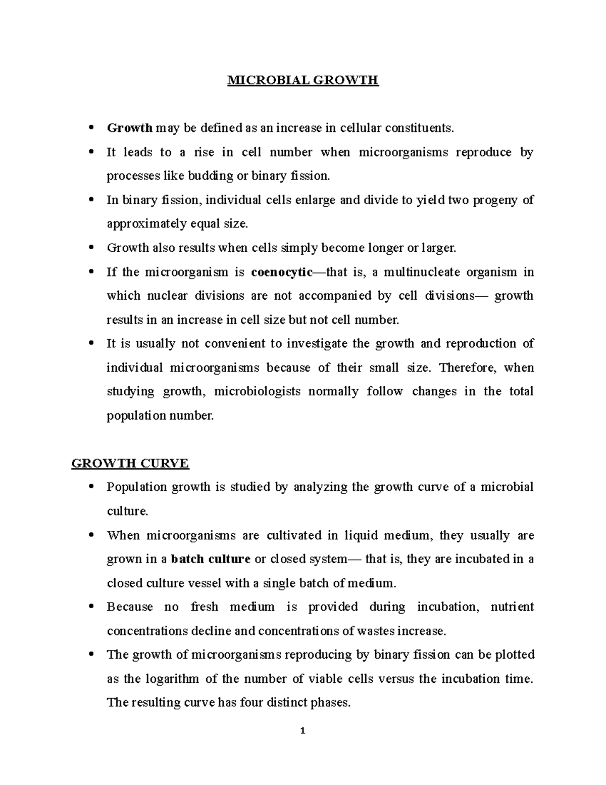 Microbial Growth lecture - MICROBIAL GROWTH Growth may be defined as an ...