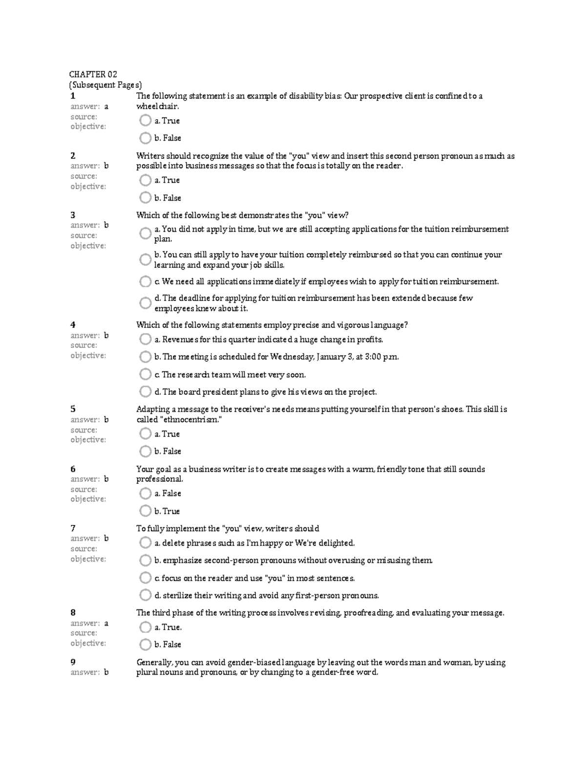 COM507 Guideline Quizzes Chapter 2-3-4 - CHAPTER 02 (Subsequent Pages ...