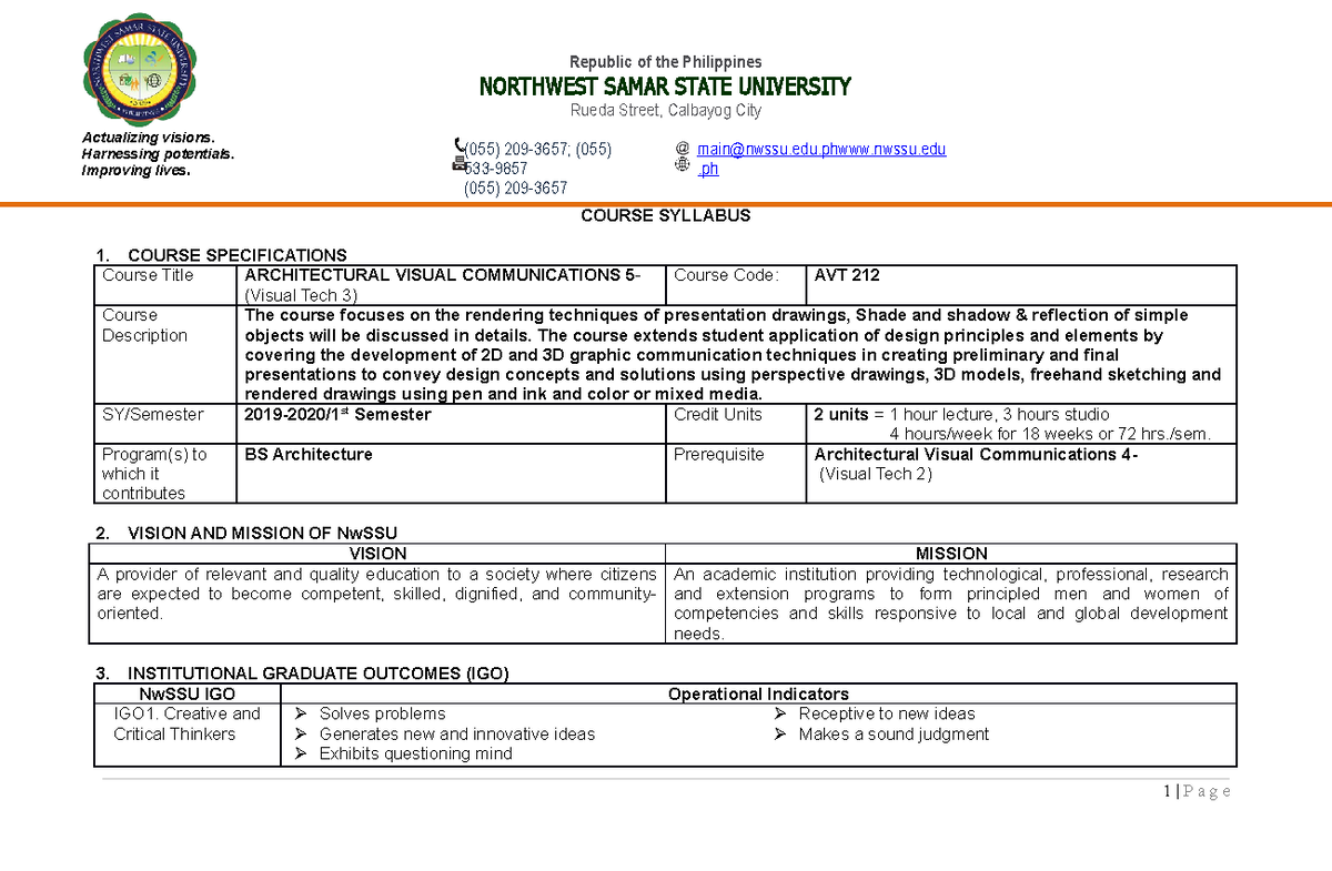 AVT-212-Archl - Pdf - Actualizing visions. Harnessing potentials. Improving lives****. NORTHWEST ...