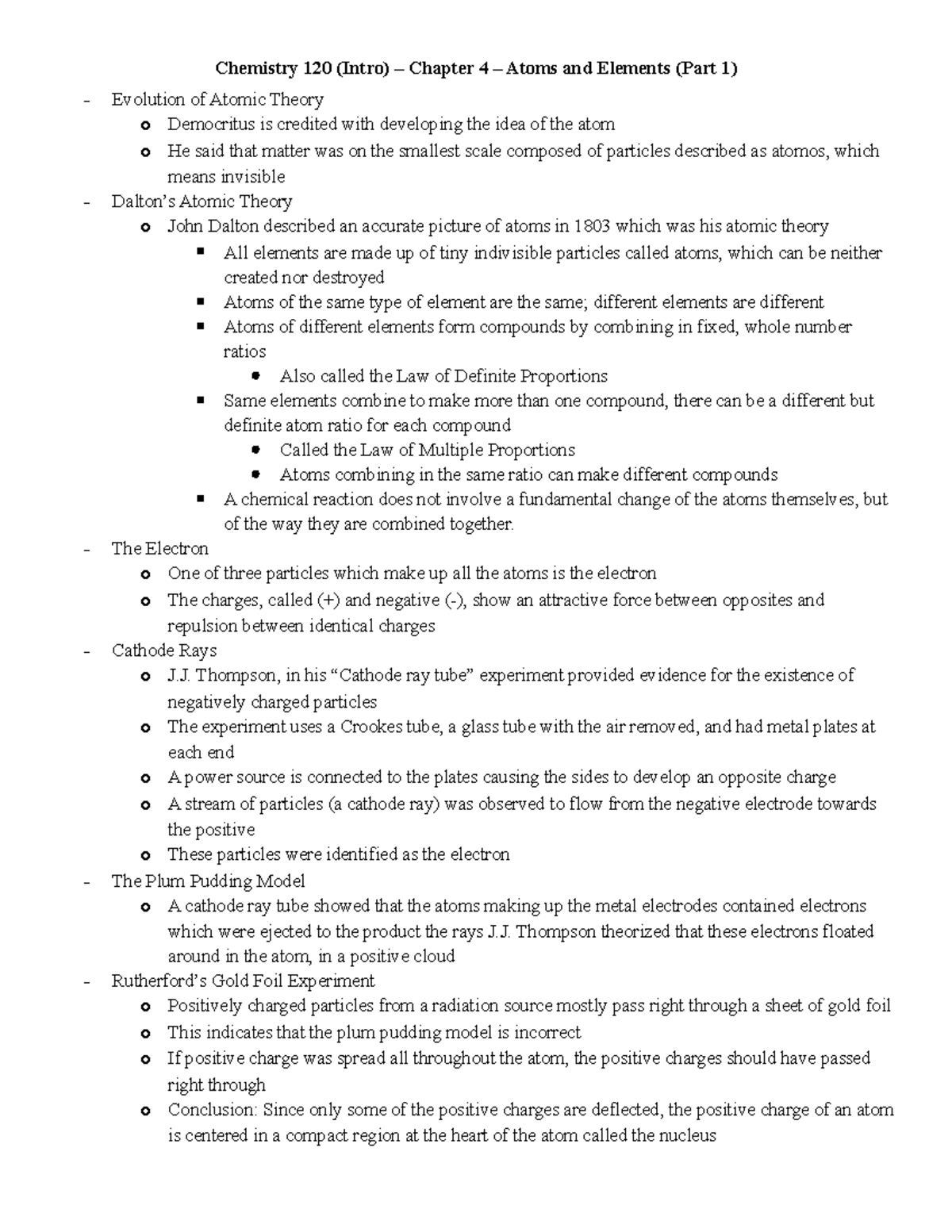 Chemistry 120 - Chapter 4 Part 1 - Chemistry 120 (Intro) – Chapter 4 ...