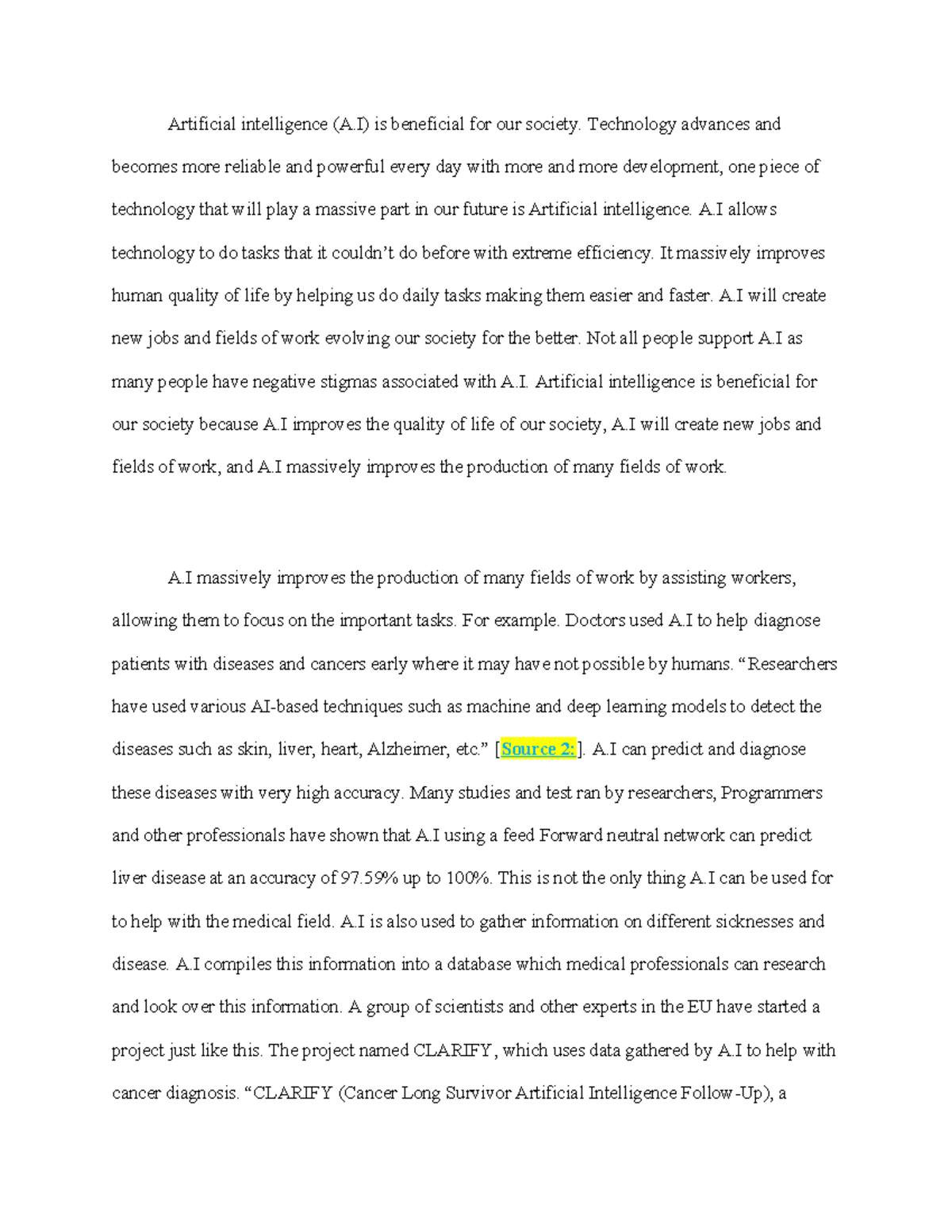 Persuasive Essay - Artificial intelligence (A) is beneficial for our ...