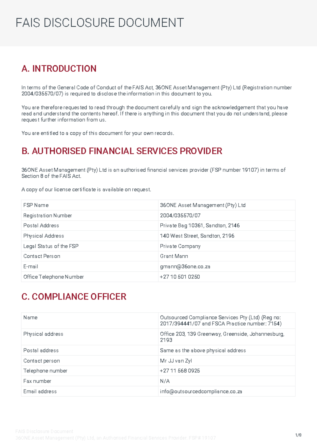 FAIS-Disclosure-Document - FAIS DISCLOSURE DOCUMENT In terms of the General Code of Conduct of ...
