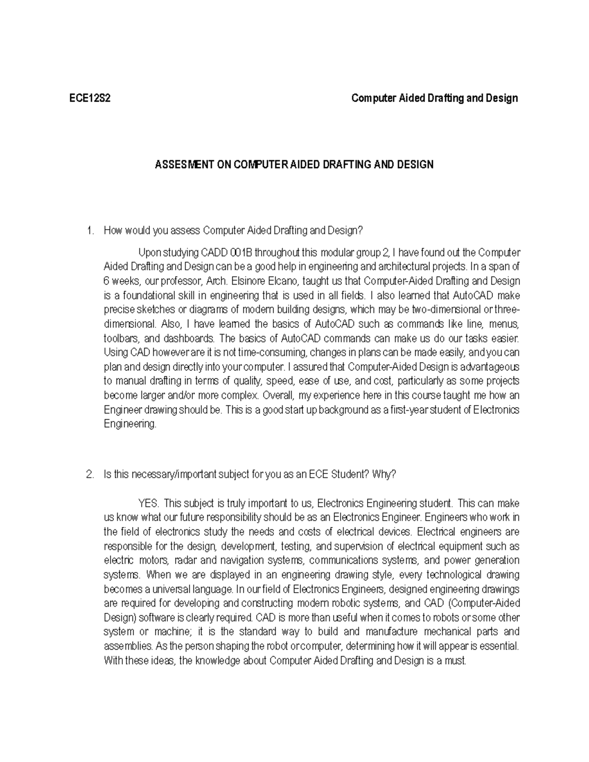 Computer Aided Drafting and Design - TIP - Studocu