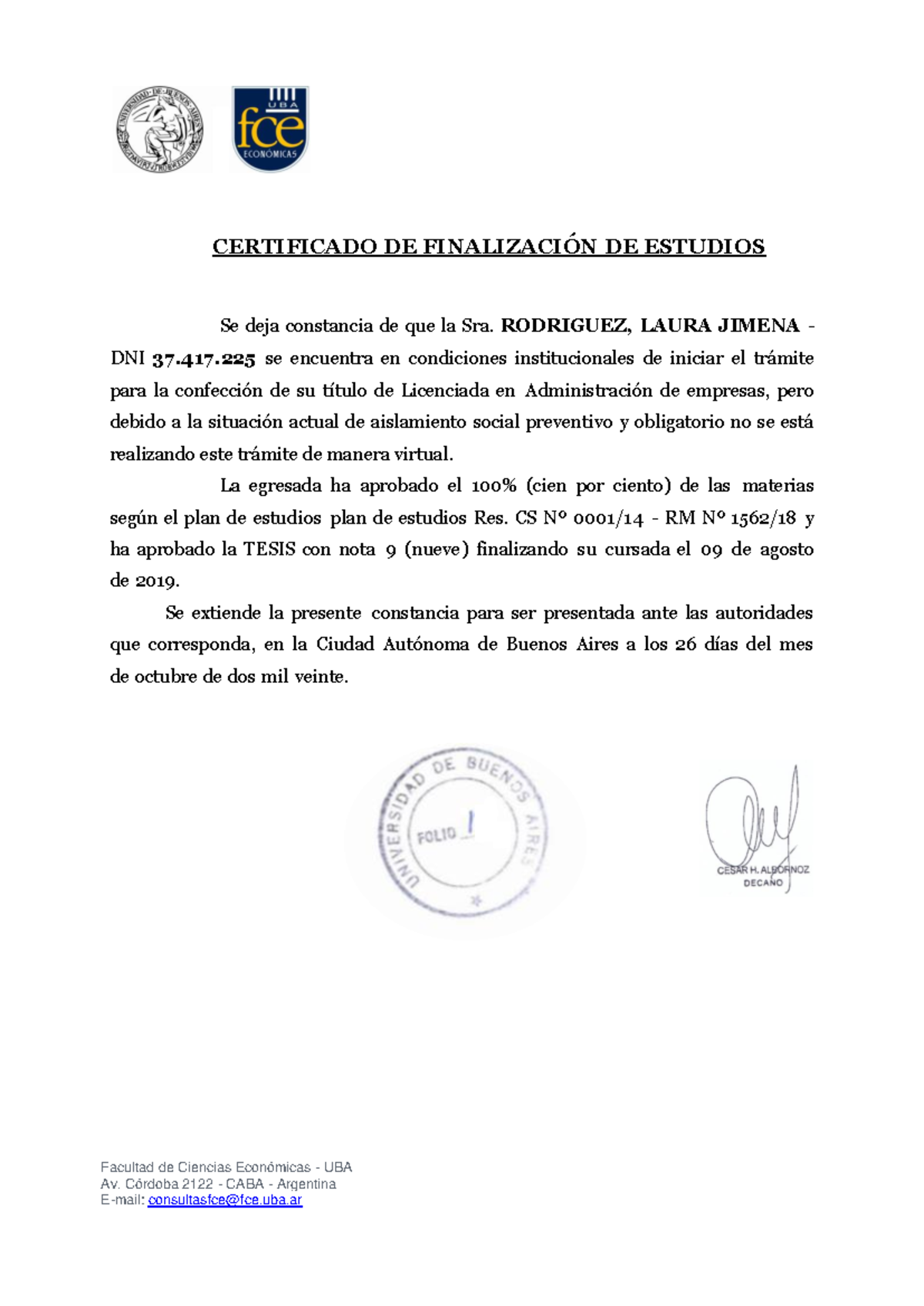 Certificado DE FinalizacióN DE Estudios - LJR V5 - CERTIFICADO DE FINALIZACIÓN DE ESTUDIOS Se ...