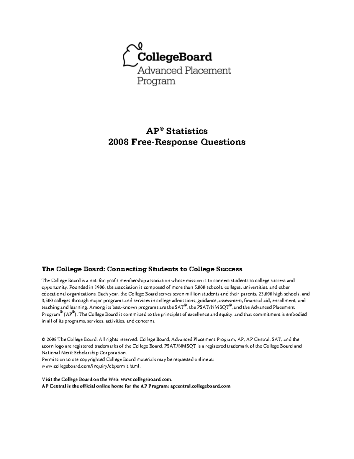 Httpssecure-media.collegeboard - AP® Statistics 2008 Free-Response ...