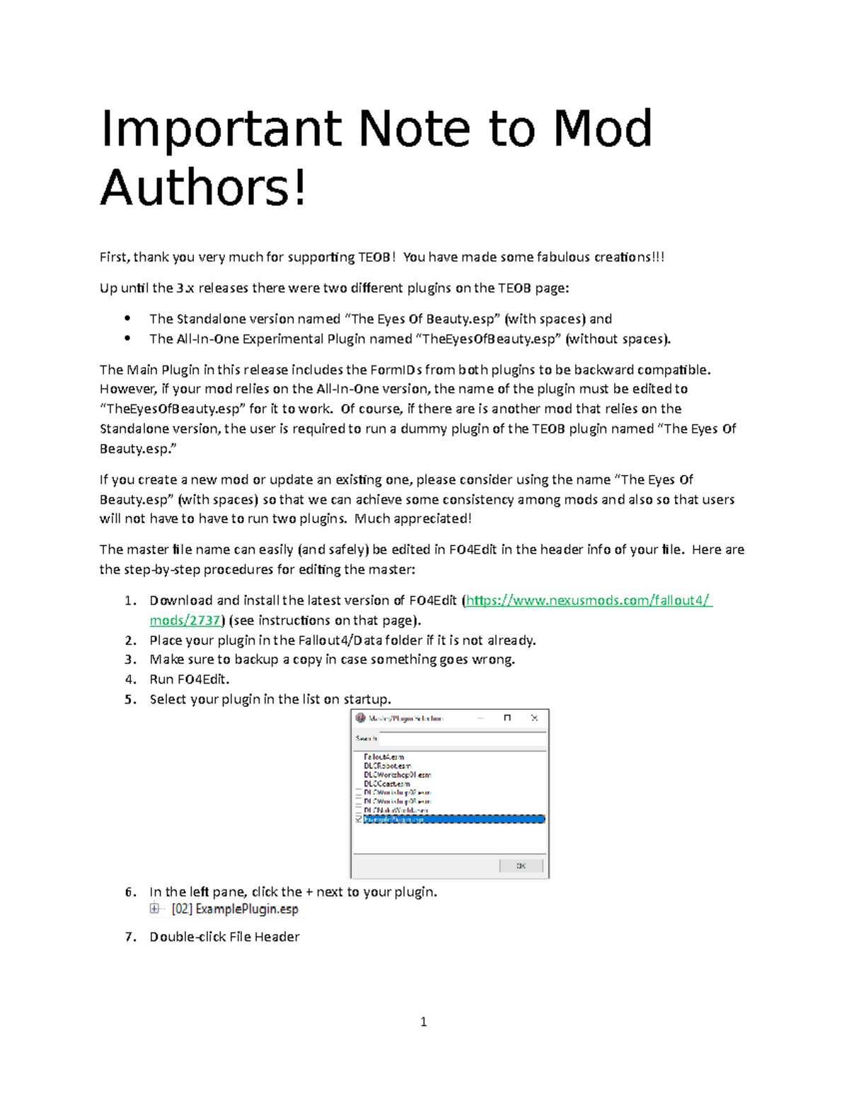 Important NOTE TO MOD Authors - Important Note to Mod Authors! First ...