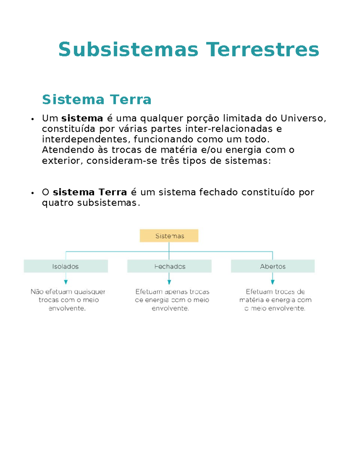 Sistema Terra - Resumos - Subsistemas Terrestres Sistema Terra Um ...