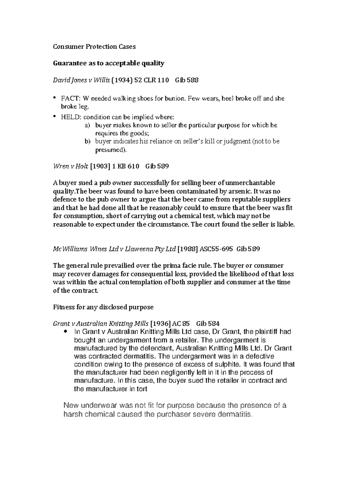 Lecture notes, course 1, Consumer protection cases - Consumer ...