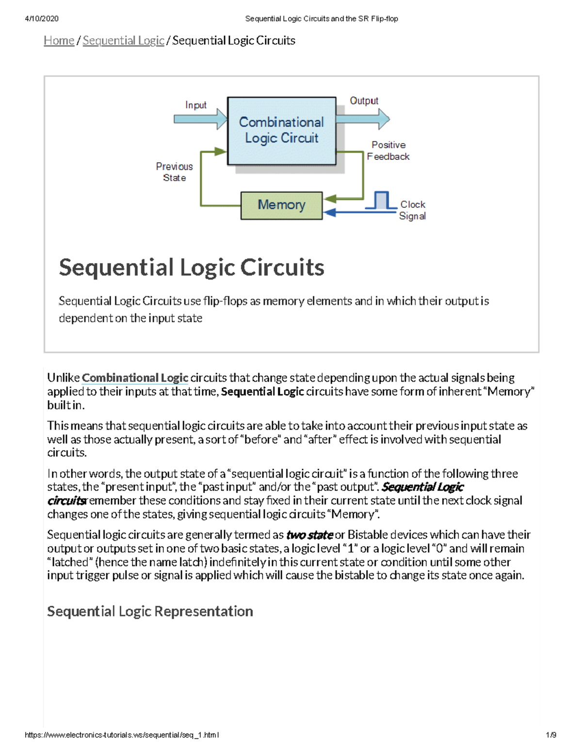 ELEC-DIGE-S9A -RS-JK Flip Flop - Counters - 4/10/2020 Sequential Logic Circuits and the SR Flip ...