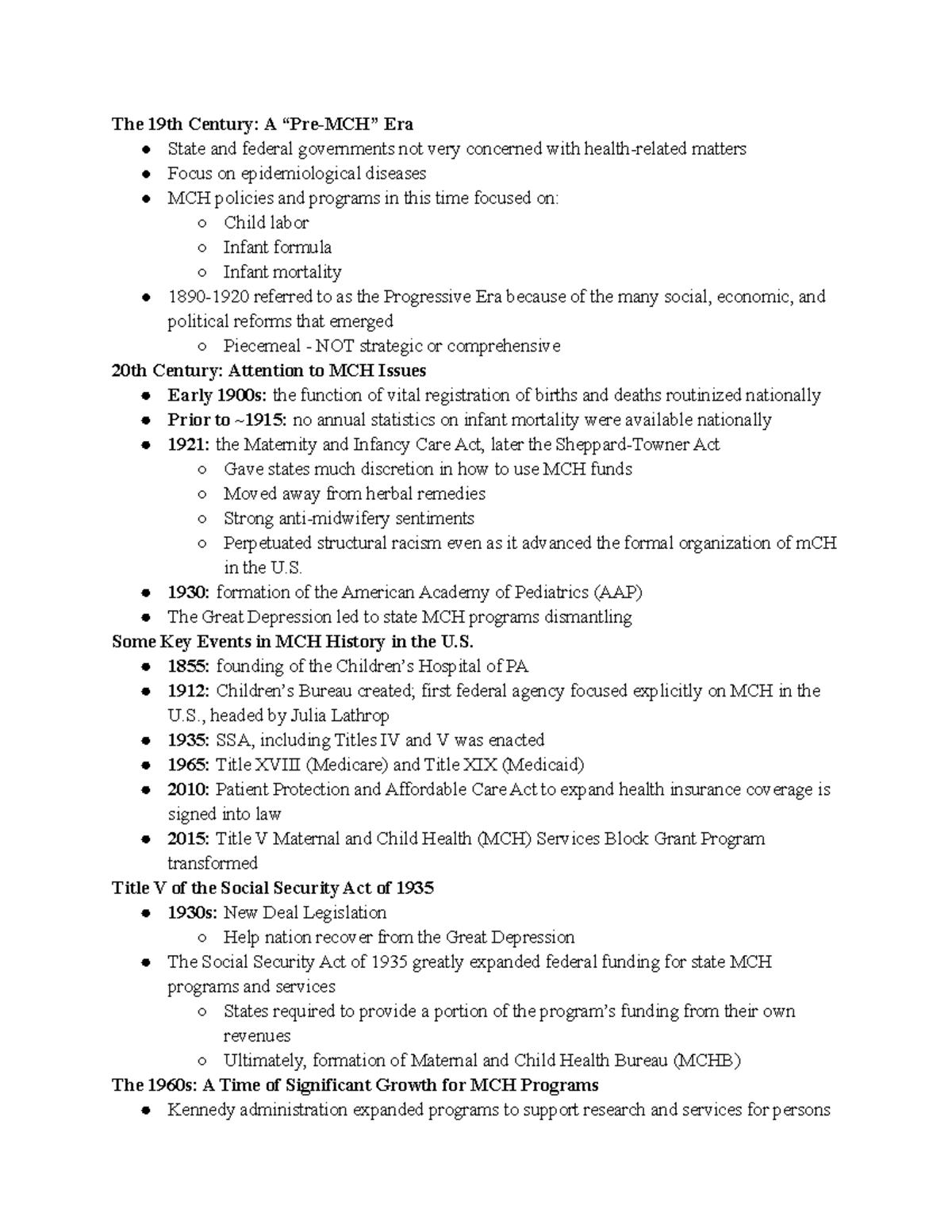 History of MCH - Powerpoint slides - The 19th Century: A “Pre-MCH” Era ...