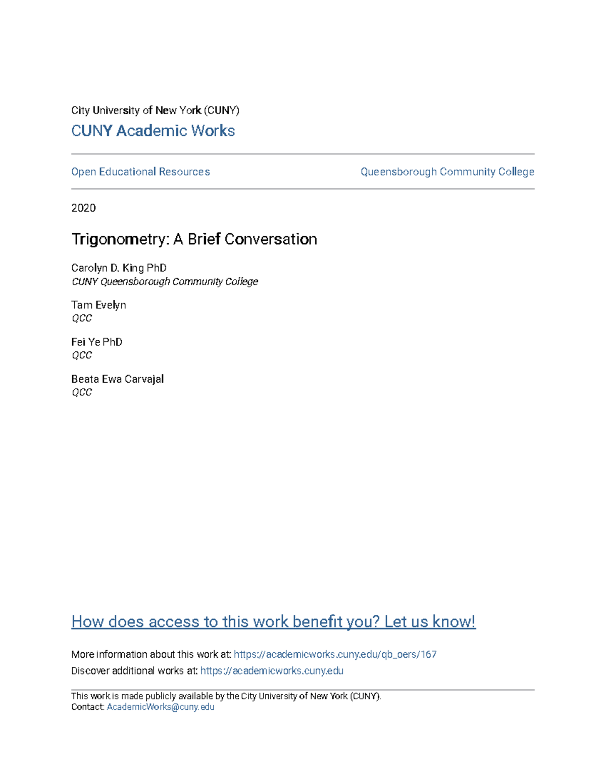 Trigonometry A Brief Conversation - ####### City University of New York ...