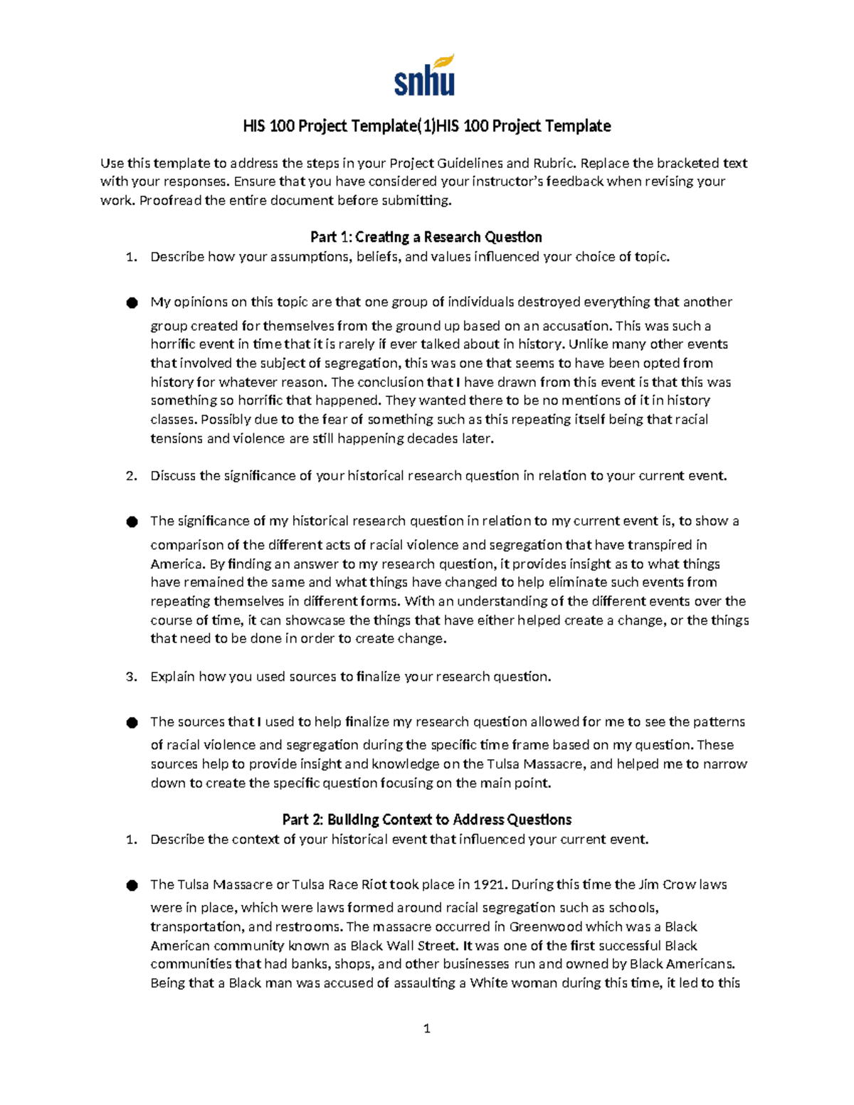 HIS 100 Project Template - HIS 100 Project Template(1)HIS 100 Project Template Use this template ...