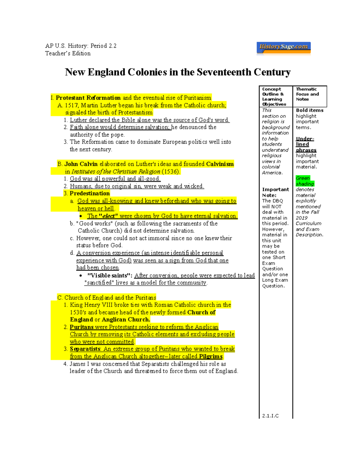 03-19T-New England Colonies - AP U. History: Period 2. Teacher’s ...