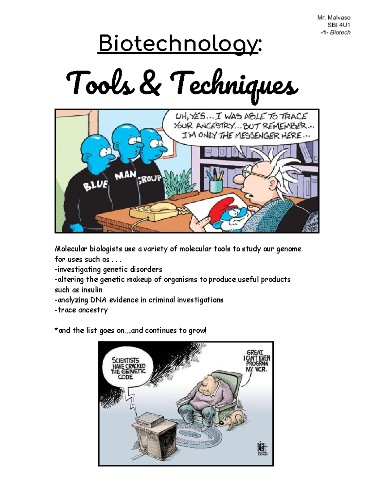 Biotechnology (student) - Biotechnology: Tools & Techniques Molecular ...