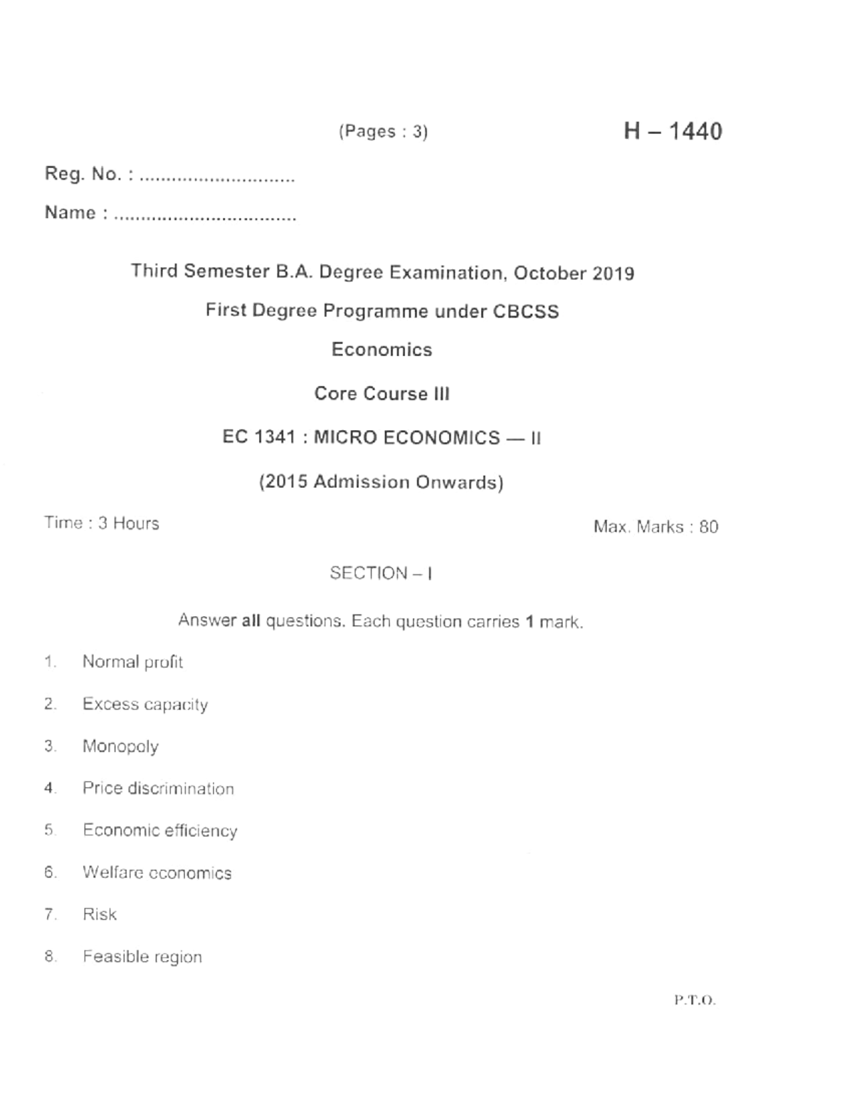 Microeconomic 2 Question Paper - BA Economics - Studocu