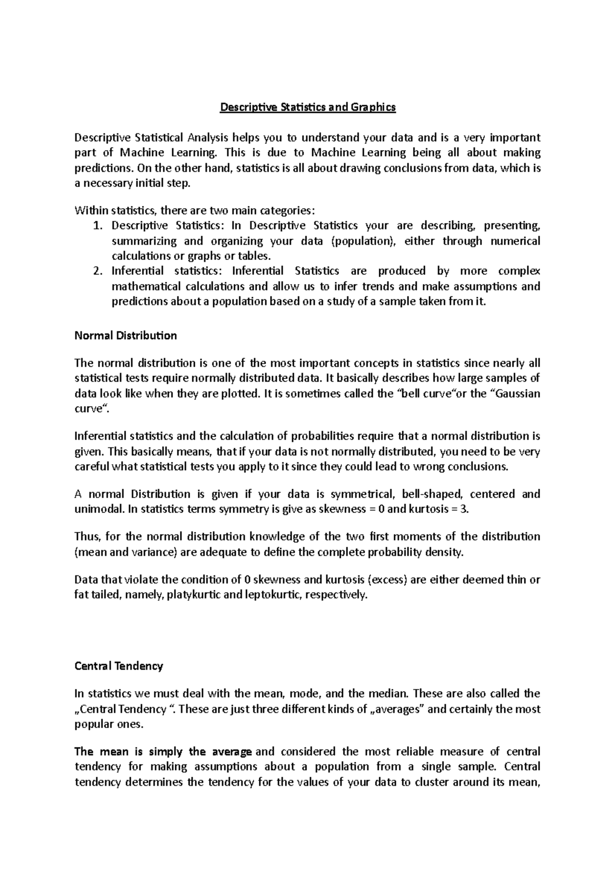 Lecture 2 Descriptive Statistics and Graphics - Descriptive Statistics ...