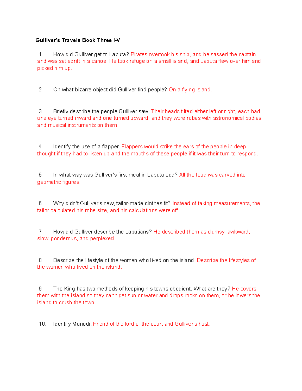 Gulliver’s Travels Book Three DONE - Gulliver’s Travels Book Three I-V ...