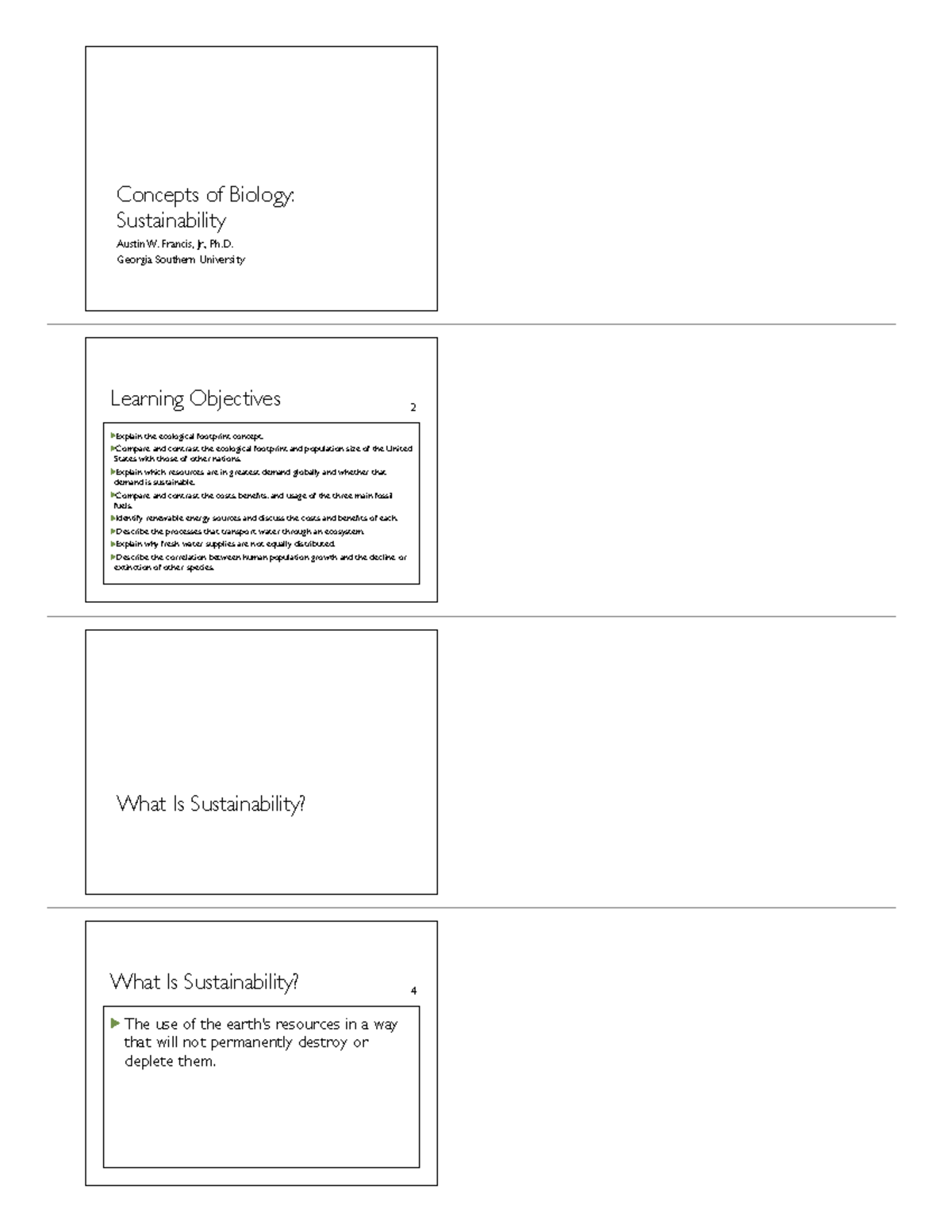 24 Sustainability Handout - Concepts of Biology: Sustainability Austin ...