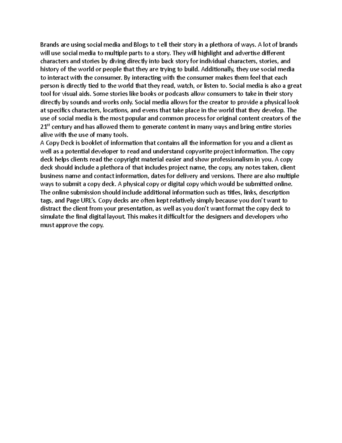 Copydeck 1 - what is a copy deck - Brands are using social media and ...